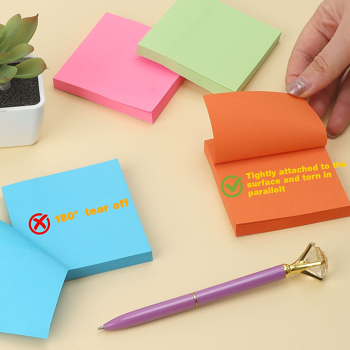 Sticky Notes 3x3 Inch, Bright Colors Self-Stick Pads 30 Pads/Pack 100 Sheets/Pad Total 3000 Sheets, Easy to Used for Home Office Notebook