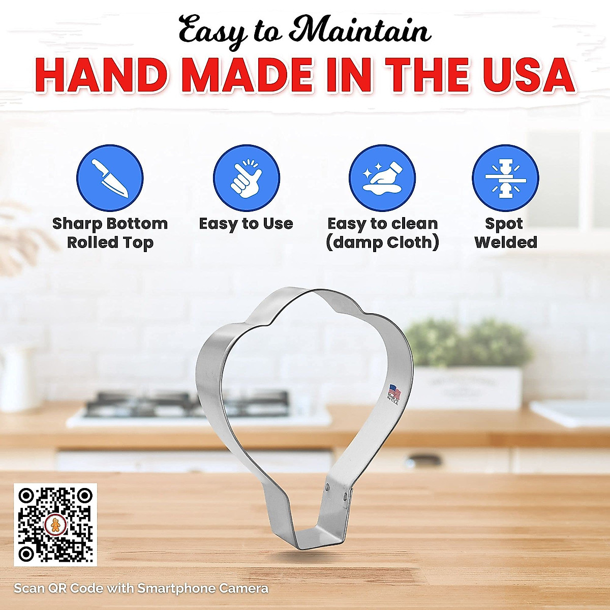 Foose Hot Air Balloon Cookie Cutter 4 Inch –Tin Plated Steel Cookie Cutters – Hot Air Balloon Cookie Mold