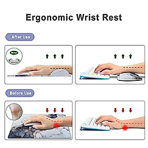 Keyboard Wrist Rest and Mouse Pad Wrist Support, Ergonomic Gel Memory Foam Keyboard Set with Non-Slip Rubber Base for Gaming and Office Easy Typing and Pain Relief, Gold Ink Marble