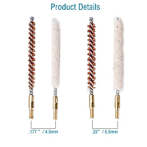 Rifle Gun Barrel Cleaning Kits for .177/.22 (4.5/5.5mm) Caliber, Bore Brush,Pistols Airgun Gun Care Cleaning Rod Brush Set for Hunting and Shooting