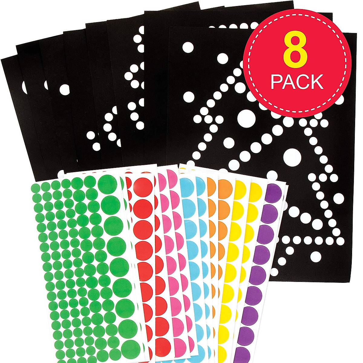 Baker Ross AT224 Christmas Dotty Sticker Art - Pack of 8, Festive Arts and Crafts