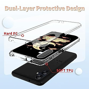 BWEGRHE for Samsung Galaxy A04 4G Clear Case with Moon Cloud Pattern Designed, Transparent Dual Layer Soft TPU Bumper + Hard PC Shockproof Protective Phone Case for Galaxy A04 4G