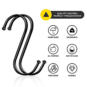 Lcsmaokin 30 Pack 4 Inch S Hooks for Hanging, Stainless Metal Steel Black S Shaped Hangers for Kitchen Utensils, Jeans, Plants, Pots, Pans, Cups, Towels - Black