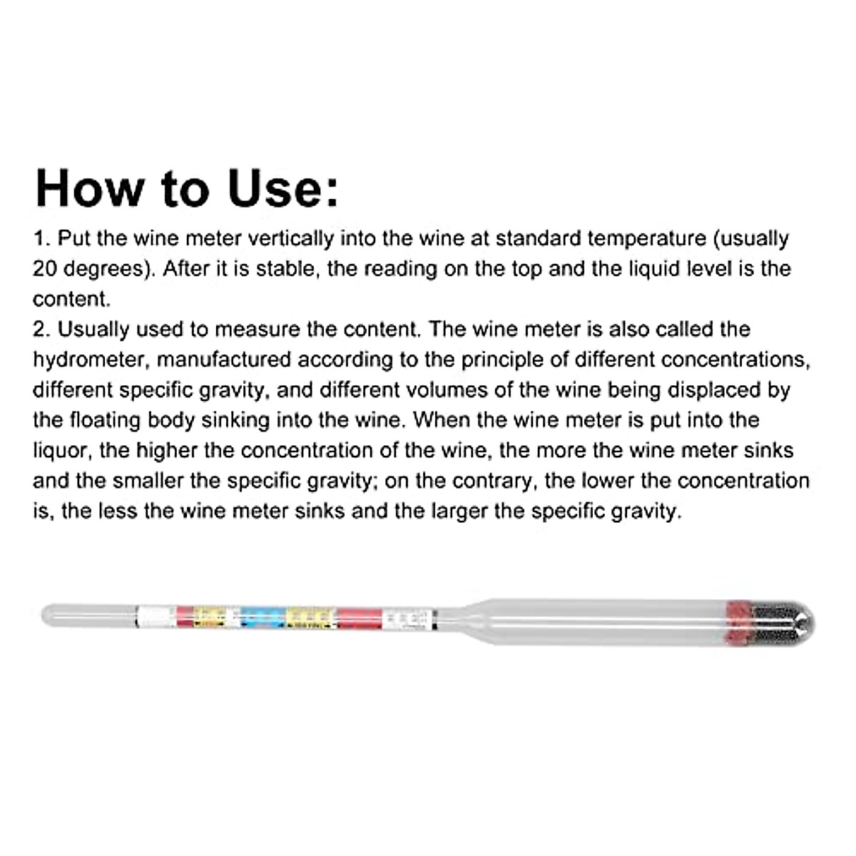 Beer Making Meter, Temperature Resistant Clear Viewing Home Brewing Hydrometer Sensitive Response 0.05 Accuracy Intuitive Display 20% Measuring Range for Home