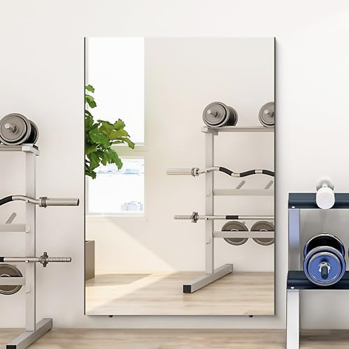 brisafe Full Length Mirror with Stand, 63"x43" Super Lightweight Glassless Home Full Floor Mirror, Oversized 0.04mm Nano-Film Gym Mirror, Black