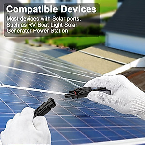 iGreely Solar Panel Extension Cable - 10 Feet 10AWG(6mm²) Solar Extension Cable with Female and Male Connector Solar Panel Wiring Wire Adapter (10FT Red + 10FT Black)