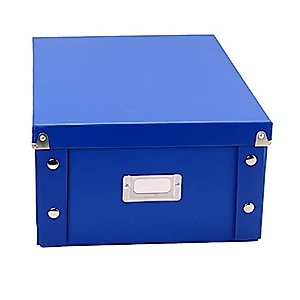 Snap-N-Store Storage Box - Pack of 2 Large, Collapsible, 13.25 x 10.13 x 5.75 Inch Storage Boxes for Kids, Crafts, Toys, Games and Organizing - Foldable Containers with Lids - Back To School - Blue