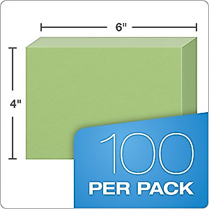Oxford Blank Color Index Cards, 4" x 6", Green, 100 Per Pack (7420 GRE)
