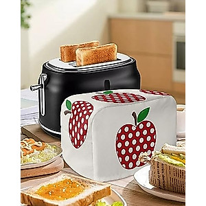 Red Apples Toaster Cover, 2 Slice Toaster Cover Simple Polka Dots Apples Kitchen Small Appliance Covers, Dust and Machine Washable Bread Maker Cover (12w X 7.5d X 8h)
