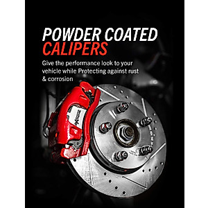 Power Stop S4299 Front Pair of High-Temp Red Powder Coated Calipers For Deville Astro C1500 C2500 Express K1500 K2500 Tahoe Ram 1500 Safari Savana Yukon [Application Specific]