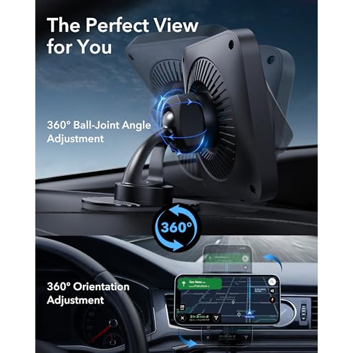 ESR for MagSafe Car Mount Charger with CryoBoost, Magnetic Wireless Car Charger Compatible with MagSafe Car Charger, for iPhone 15/14/13/12, Fast Phone Cooling Charger