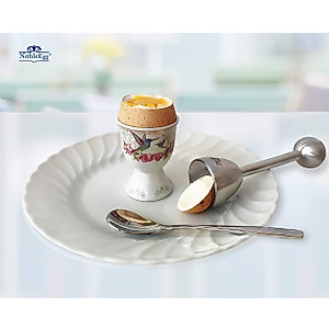 NobleEgg Egg Cups and Spoons Set for Soft Boiled Eggs | Bundle of 2 sets with Egg Topper Cutter (May ship separately)