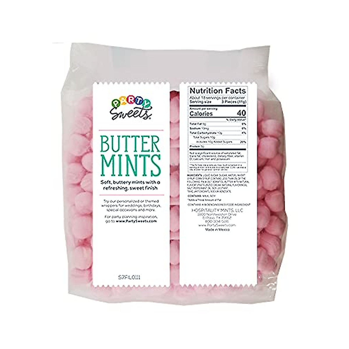 Party Sweets Pink Buttermints, 2.75 Pound, Appx. 350 pieces from Hospitality Mints