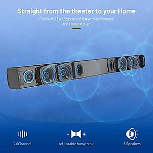 BESTISAN TV Sound Bar, 100Watts Soundbar for TV, Wireless Sound Bars with HDMI-ARC and Bluetooth/Optical/AUX/USB. TV Speakers for Home Theater/Gaming. (Remote Control,Wall Mountable)