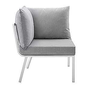 Modway Riverside Outdoor Furniture, Corner Chair, White Gray