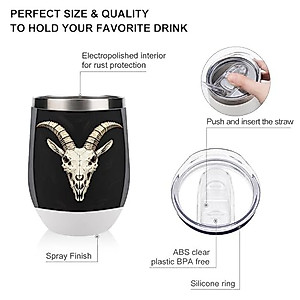 WYUSPGK 304 Stainless Steel Insulated Cup, A Gothic Goat Skull Print Smooth Rim, Durable & Reusable - Perfect for Office, Home, And Travel