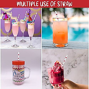 Biodegradable Paper Straws, 300 Pieces Pack,Red Heart Stripe Disposable Drinking Straws,Eco Friendly Christmas Party Supplies, Birthday, Wedding,christmas straws