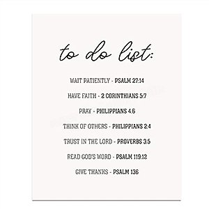 Spiritual"To Do List"- Bible Verse Wall Art-8x10"- Scripture Wall Art- Ready to Frame. Home Décor, Office Décor-Christian Wall Art. Perfect Inspirational & Encouraging Verses To Get You Thru Any Day!