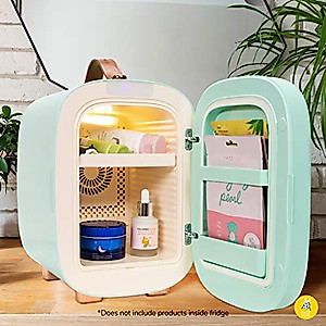 FACETORY Mint Skincare Fridge- Ice Cream Series- 5 Liters with LED Light, Temperature Display, Silent Mode for Dorm Room, Bedroom, Office