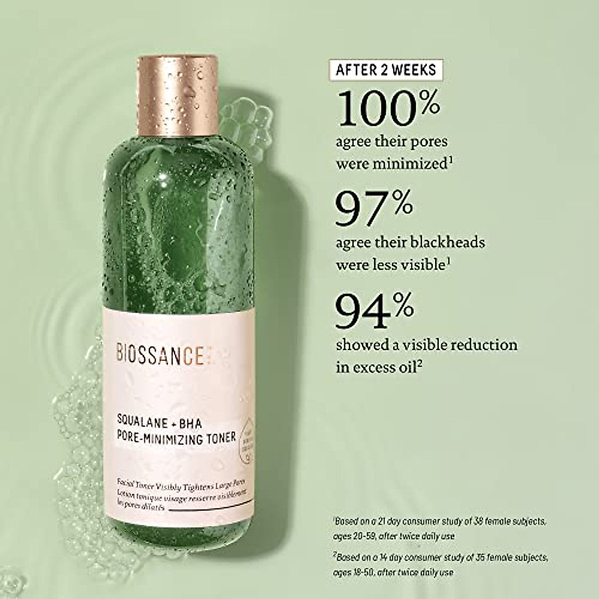 Biossance Squalane + BHA Pore Minimizing Toner. Get Visibly Clearer, Smaller-Looking Pores. Gently Exfoliates and Hydrates for Smooth, Refreshed Skin (4.5 fl oz)