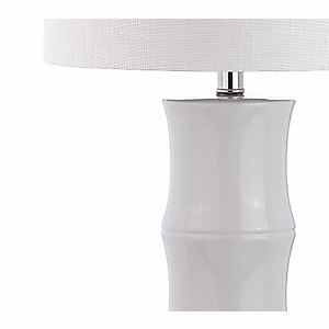 JONATHAN Y JYL3015C Tiki 26.5" Ceramic LED Table Lamp Contemporary Traditional Bedside Desk Nightstand Lamp for Bedroom Living Room Office College Bookcase LED Bulb Included, White