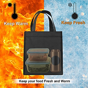 Lunch Bag for Women Men, Insulated Lunch Bag, Large Adult Lunch Box Tote Bag with Interior Pockets, School Lunch Box for Teens Kids, Reusable Portable Lunch Bag for Office, Work,School, Travel, Black