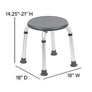 Flash Furniture HERCULES Series Tool-Free and Quick Assembly, 300 Lb. Capacity, Adjustable Gray Bath & Shower Stool