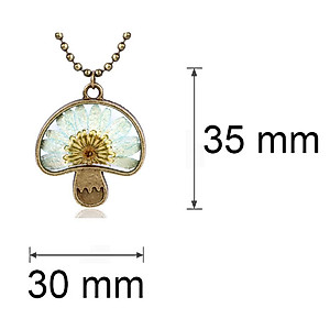 Jude Jewelers Retro Vintage Dry Flower Transparent Resin Dry Flower Pendant Statement Cocktail Party Necklace (Mushroom)