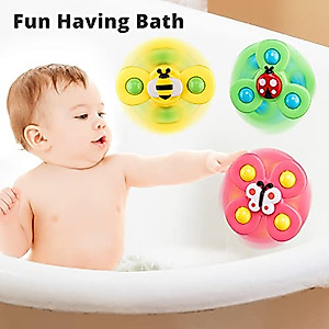 Tiyol Suction Cup Spinners, Baby Bath Toys 6-12-18 Months, Window Travel Toys for Toddler 1 2 3 Years Old, Fun Birthday for Infant Boys Girls (3 PCS)