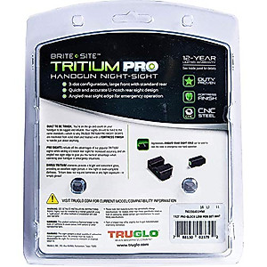 TruGlo Tritium Pro Glow in the Dark Handgun Glock Pistol Sight with Focus Lock Ring and Fortress Finish for Glock 17, 19 and Other Handgun Models