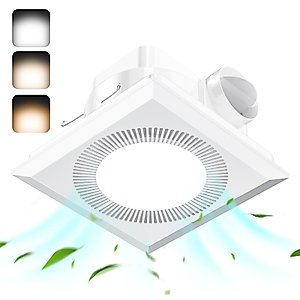 Hon&Guan Bathroom Exhaust Fan with Light, Quiet Square Bathroom Vent Fan with Adjustable LED Light 3000K/4500K/6500K, 110 CFM, 1.0 Sones, Bathroom Fan with Light for Home Bath Hotel