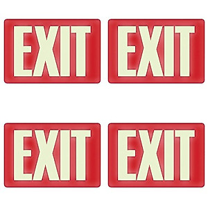 Headline Sign 4792 Glow-in-The-Dark Exit Sign, 8 Inches by 12 Inches, 4 Packs