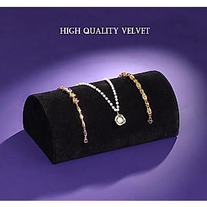 Dreamhousey 2 Pack of Flannel semi-round pillow jewelry display stand, Chain necklace bracelet pendant holder jewelry store counter display props for selling (2, black)