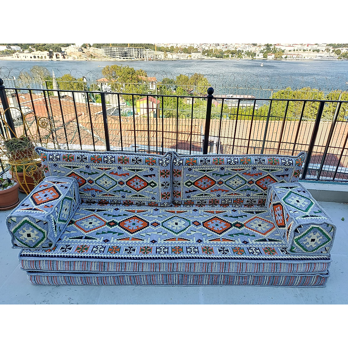 8 Thickness Gray Arabic Sofa Floor Seating Set, Pallet Sofa, Floor Cushions, Sectional Sofa, Arabic Majilis, Ottoman Couch, Arabic Jalsa (8'' Thickness Sofa)