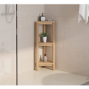 loveTEAK 3 Tier Corner Teak Shelf