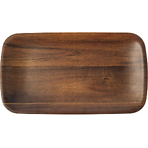 Carlisle FoodService Products Epicure Plastic Rectangle Tray, 13.875" x 7.75", Dark Woodgrain