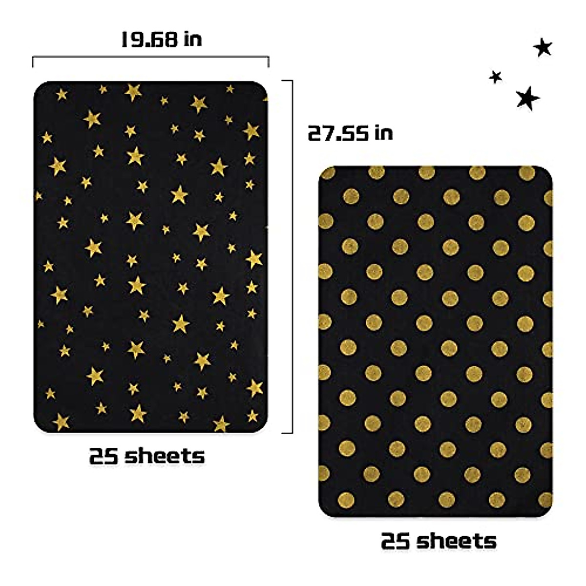 MR FIVE 50 Sheets Black and Gold Tissue Paper Bulk,20" x 28",Tissue Paper for Gift Bags,DIY and Craft,Gift Wrapping Paper for Graduation,Birthday,Holiday Party Decoration