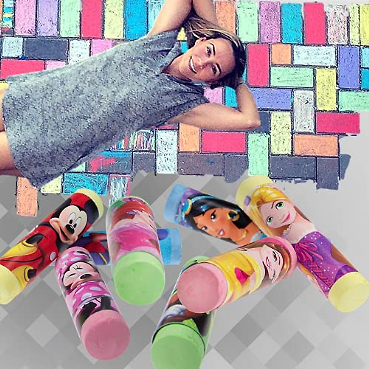 Disney Sidewalk Chalk Sticks (1 Pack Princess) Disney Princess Toy. Floor & Board Chalk, Outside Toys Jumbo Chalk, Non-Toxic Washable Art Set, Outdoor, Birthday Toys for Kids in Bulk B-7810-1