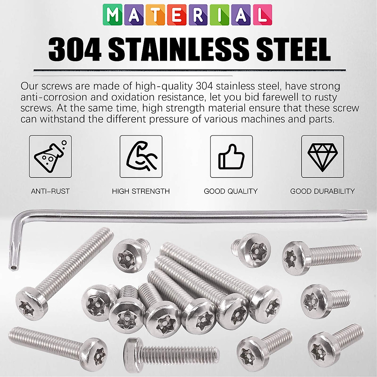 Glarks 91Pcs M3 x 6mm 8mm 12mm 16mm 20mm Pan Head Torx Security Screws 304 Stainless Steel Tamper Resistant Screws Assortment Set