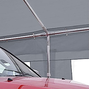 PEAKTOP OUTDOOR 10x20 ft Upgraded Heavy Duty Carport Car Canopy with Removable Sidewalls & Zipper Doors, Portable Garage Tent Boat Shelter with Reinforced Triangular Beams, Gray