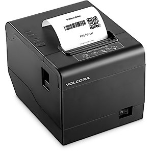 Volcora Thermal Receipt Printer, 80mm POS Printer w/Auto Cutter, USB/Ethernet Interface for Windows/MAC/Linux, ESC/POS Command Support Cash Drawer, High Speed Kitchen Printer, Wall Mount (Black)