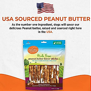 Canine Naturals Peanut Butter Chew - Rawhide Free and Dog Treats - Made from Real Peanut Butter - All-Natural and Easily Digestible - 40 Pack of 5 Inch Stick Chews