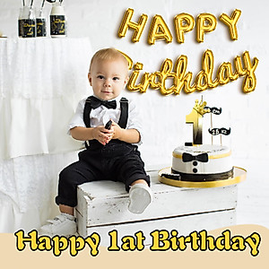 1st Number Birthday Candles for Cake,3.15 Inch Black Gold 3D Design Cake Candles, Happy First Birthday Cake Topper Decoration, for Birthday Party Wedding Decoration Reunions Theme Party