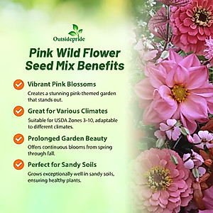 Outsidepride 10000 Seeds Annual Pink Wild Flower Seed Mix for Planting