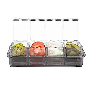 Final Touch 5 Piece Garnish Bar Caddy - Keep Ingredients Organized and Sanitary - 4 Removable Containers with Lids - BPA-Free Acrylic (FTA2000)