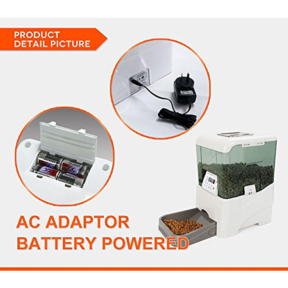 topPets PF-21B Remote Controlled Automatic Pet Feeder Programmable LCD Control with DC adapter