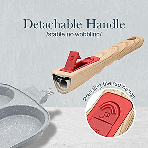 RANXINGST Ceramic Egg Frying Pan with Lid, Nonstick 4 Cup Fried Egg Pan with Detachable Handle, Omelette Pan Induction Compatible - Blue