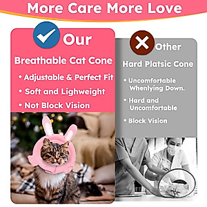 Cat Cone Collar Soft, Cute Cat Recovery Collar, Comfortable Cat Neck Cone for Wound Healing, Protective Pet Elizabethan Collar for Kitten Cat, Not Block Vision