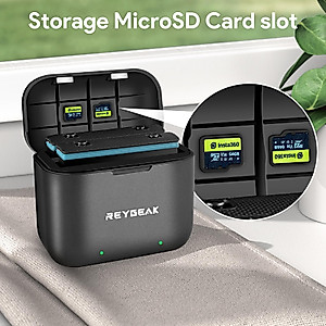 REYGEAK 2 Packs Replacement Insta 360 X3 Battery 1800mAh and LED USB Quick Battery Charger Hub, Replacement Battery Pack Charger Accessories for Insta 360 X3 (2 Battries+ Charging Box)