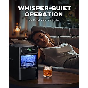 Silonn Ice Maker Coutertop Machine - Portable Ice Cube Maker, 20lbs of Bullet Ice per Day, 6 ice Cubes in 6 Mins, Visible Water Level Window, Stainless Steel, Ideal for Kitchen, Office, Camping